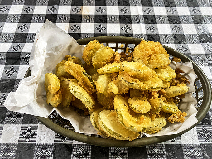 Pucker up, buttercup! These golden-fried pickles are the crispy, tangy rebels of the appetizer world. Resistance is futile, so just give in to the crunch. Photo credit: Judea Roams (Don & Sue Ellen)
