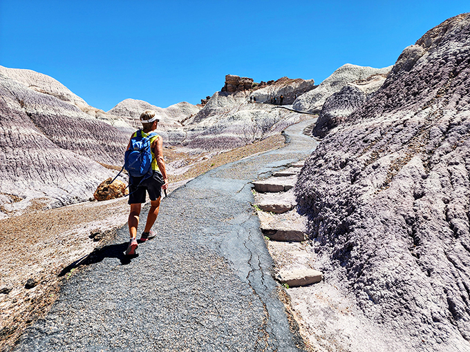 Who needs a stairmaster when you've got these badlands? Each step is a journey through Earth's colorful history.