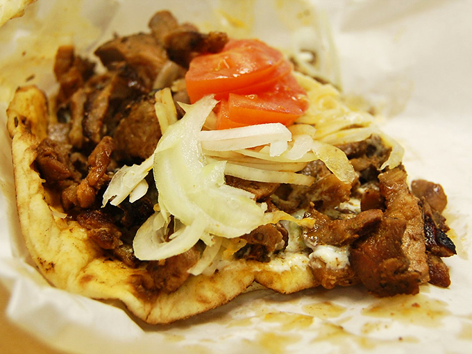 Meat lover's dream come true! This gyro is packing more protein than a bodybuilder's breakfast &ndash; and twice the flavor.