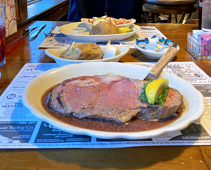 Now that's what I call a prime specimen! This prime rib is so perfectly cooked, it might just make you forget about lobster for a minute.