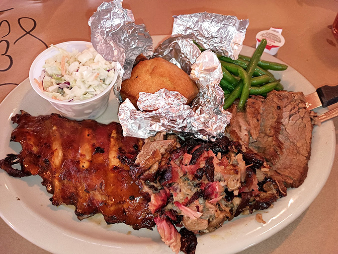 Holy smokes, it's a barbecue bonanza! This platter is like a meaty treasure map, and X marks the spot for deliciousness.