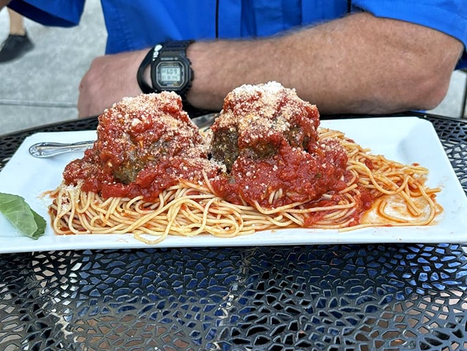 Mama mia! These meatballs are so big, they've got their own zip code. Talk about a spaghetti western on a plate! Photo credit: Nicole B.