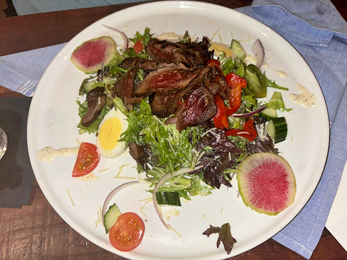 A salad that could turn Popeye into a beef enthusiast! This steak salad is proof that "healthy" and "heavenly" can coexist. Photo credit: Kenzie C.