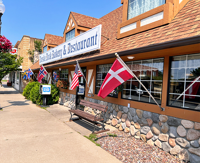 Norwegian wood, indeed! Norske Nook's facade is a slice of Scandinavian charm in the heart of America's Dairyland.