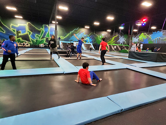 "Up, up, and away! It's raining people, hallelujah! Who needs wings when you've got trampolines?" Photo credit: Medhat Basha