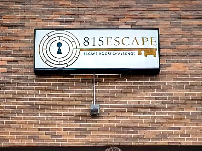 "815 Escape: Where the door is just the beginning. This unassuming sign hides more secrets than a grandma's recipe box."