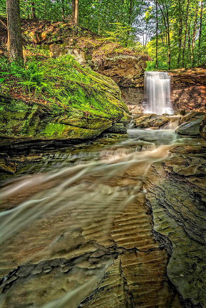A hidden cascade that's more refreshing than a cold beer on a hot day. Sorry, no actual blue hens included.
