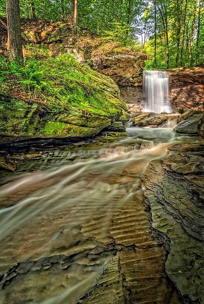 A hidden cascade that's more refreshing than a cold beer on a hot day. Sorry, no actual blue hens included.