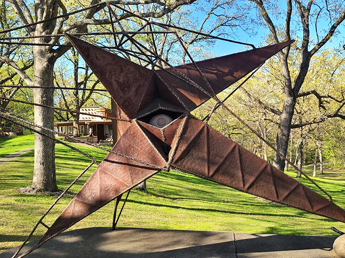 Is it a bird? Is it a plane? No, it's a mind-bending sculpture that looks like it's about to take flight!