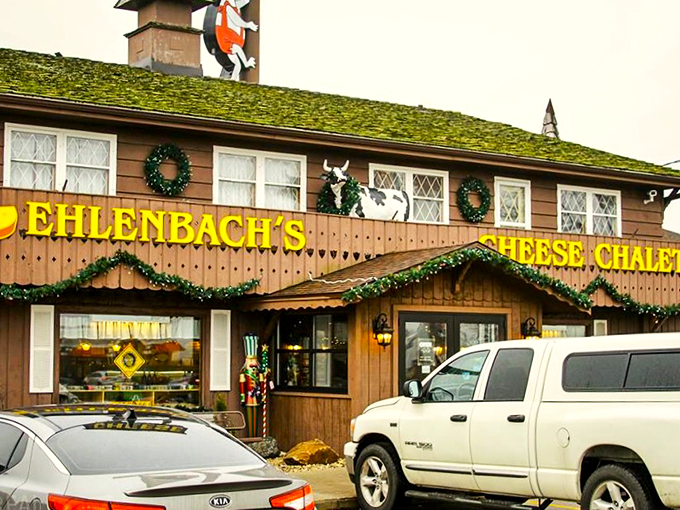 Cow-abunga! This Swiss-inspired chalet is a cheese lover's paradise, complete with a larger-than-life bovine greeter.