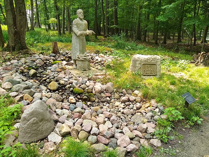 Forest freeze tag champion since 1942! Tellen's woodland sculptures are having the world's longest, stillest dance party.