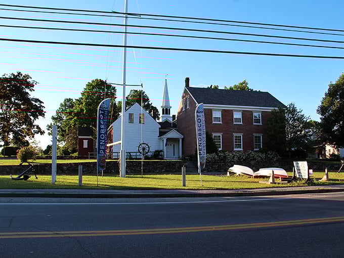 Ahoy, history buffs! Penobscot Marine Museum's facade is as inviting as a warm lobster roll on a cool Maine evening.
