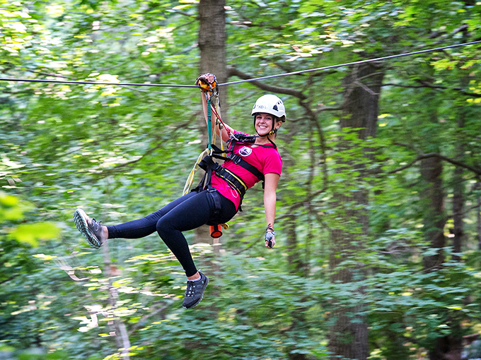 Take a leap of faith and soar above the Shawnee with a zip that feels like pure magic.