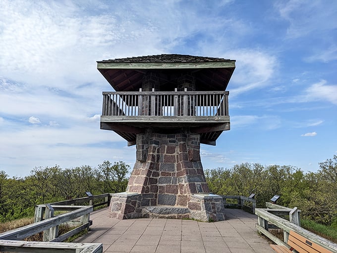Sibley's scenic overlook: where the prairie meets the sky in a panoramic embrace that'll take your breath away. Photo credit: Jeff Berg