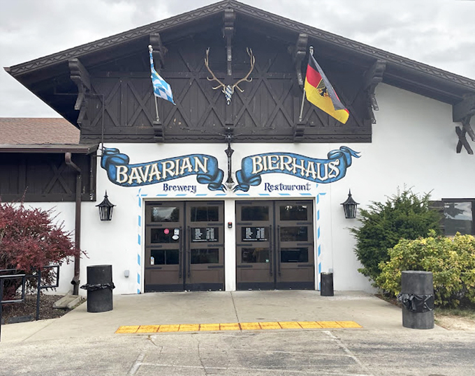 Willkommen to flavor town! The Bierhaus's entrance is like a portal to a world of pretzels, polka, and pure enjoyment.