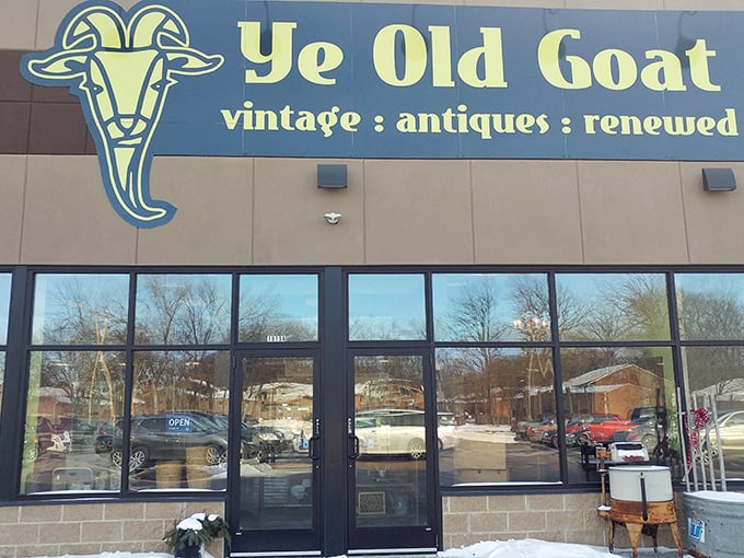 Who says you can't judge a book by its cover? This eye-catching facade promises a wonderland of vintage delights inside.