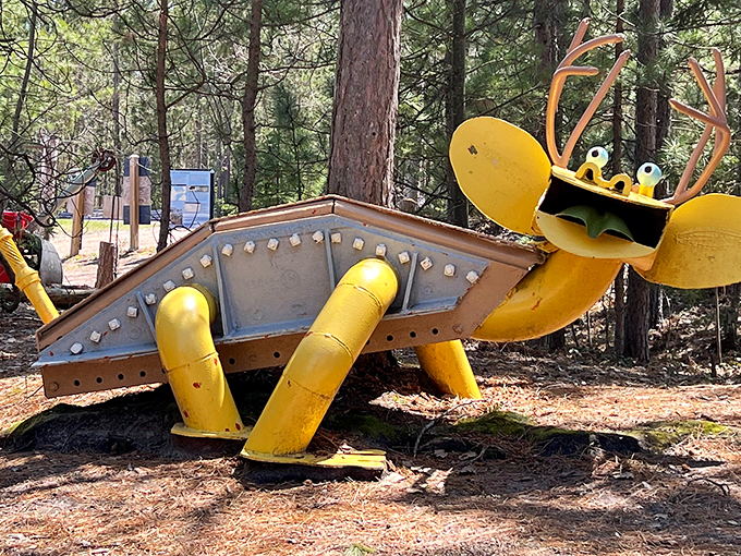 Scrap metal's revenge on normalcy! Where else can you see a dragon, a moose, and political satire all crafted from yesterday's junkyard? Photo credit: Scott Henderson