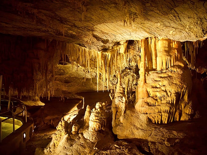 Spelunking in style! These limestone formations are nature's chandeliers, minus the electricity bill.