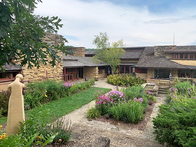 Nature meets nurture at Taliesin. Wright's home proves that houses can be one with the landscape, no camouflage needed.