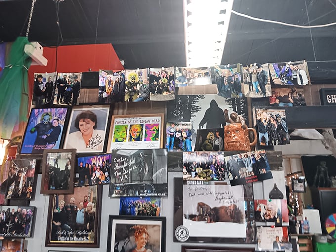 "Say cheese! This wall of memories is like Instagram come to life, with a dash of 'Addams Family' charm." Photo credit: Raquel Oberg-Deible