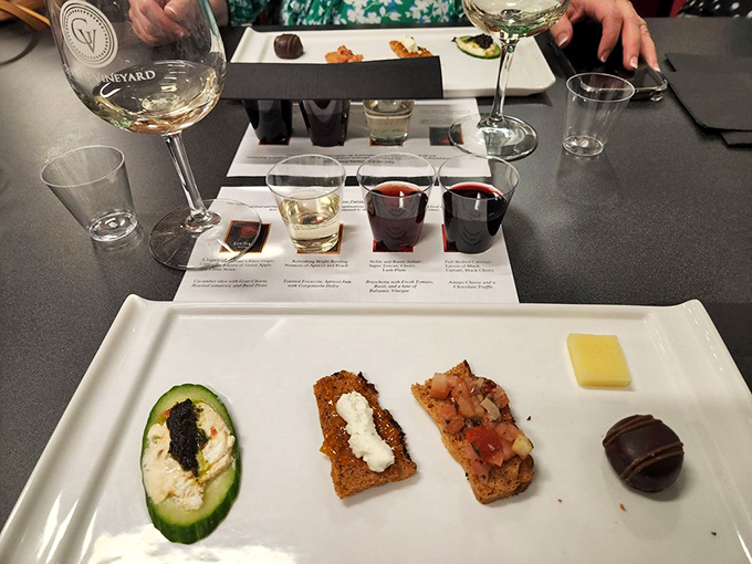 Wine flight or flavor journey? This tasting spread is a passport to palate paradise, no TSA pat-down required.