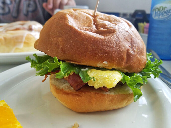 The BLT gets a morning makeover with this egg-cellent addition. It's the breakfast sandwich that makes you wonder why alarm clocks don't smell like bacon.