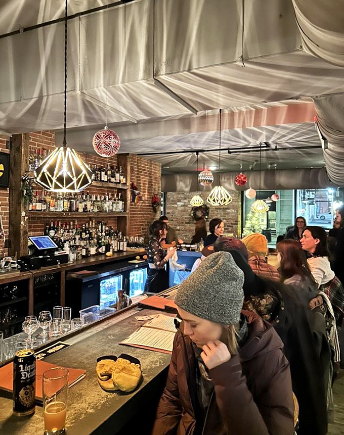 Cheers to childhood dreams! The bar area sparkles with holiday cheer, proving you're never too old for a little magic.