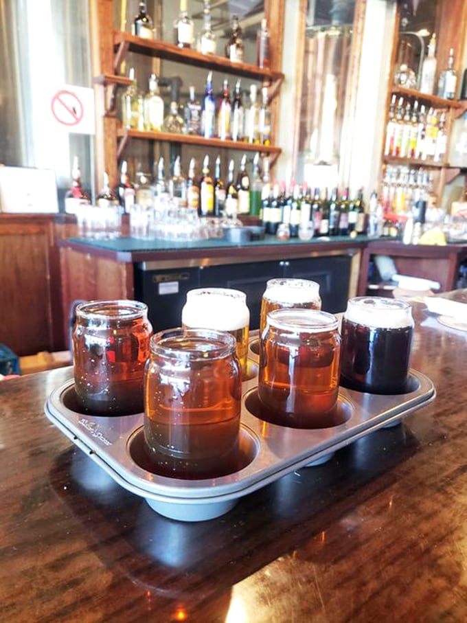 A rainbow of brews! This flight of beers is like a Pantone color chart for your palate. Taste the rainbow, indeed! Photo credit: Photo credit: Hill B.