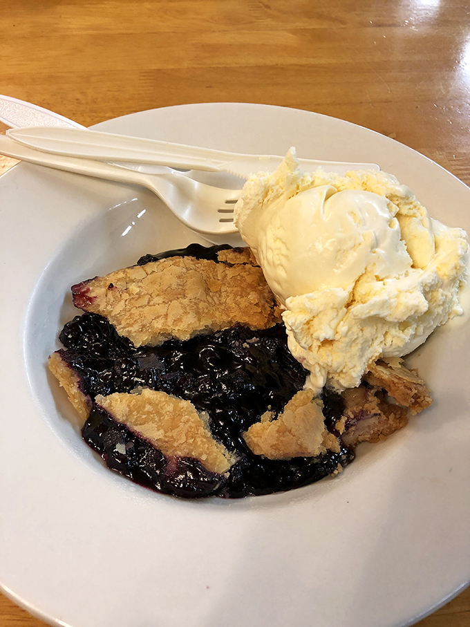 A slice of heaven! This blueberry pie &agrave; la mode is so good, it might make you consider moving to Maine.