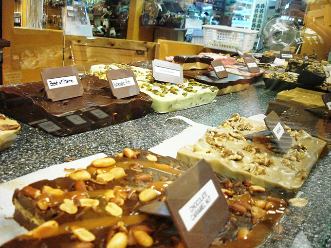 Behold the "Best of Maine" fudge lineup, where chocolate dreams come true and diets go to die gloriously. 