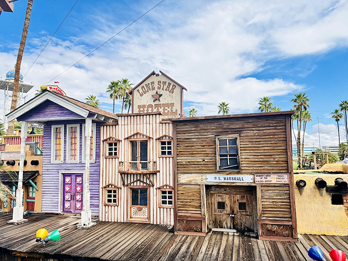 Howdy, partner! The Wild West comes alive in this frontier town facade, where you can play sheriff without the shootouts. 