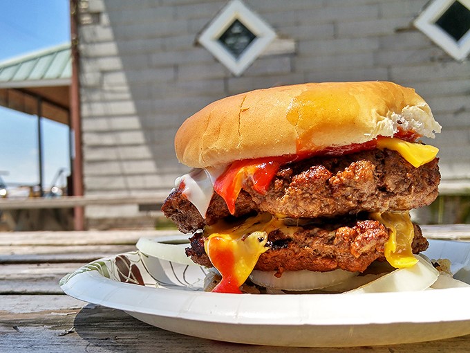 Double the patty, double the fun. This burger isn't just a meal; it's a delicious challenge to your jaw's structural integrity.
