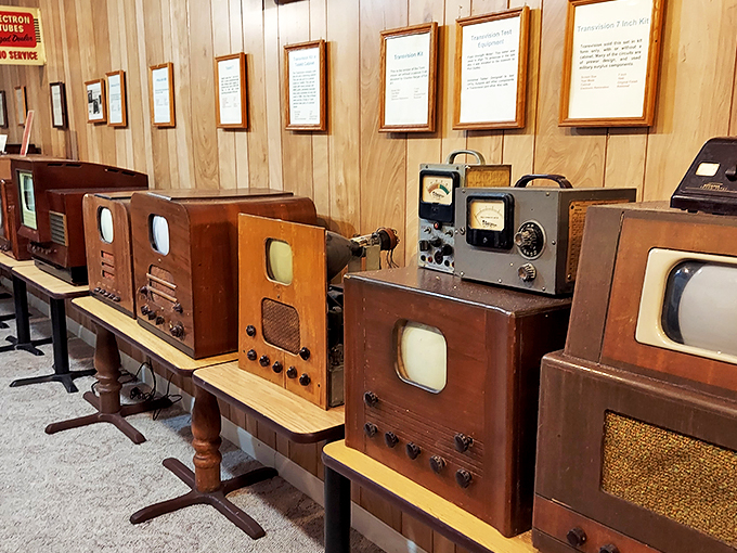 Behold, the inner workings of yesteryear's TVs! These electron tubes were the original "streaming" technology, bringing moving pictures right into your living room.