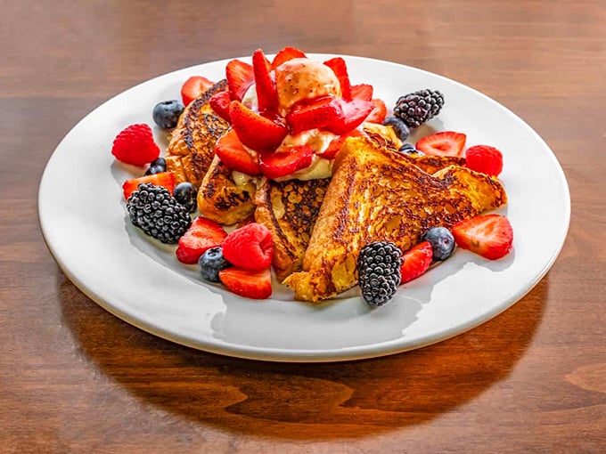 This French toast is having a berry good time. It's a breakfast that's dressed to impress!