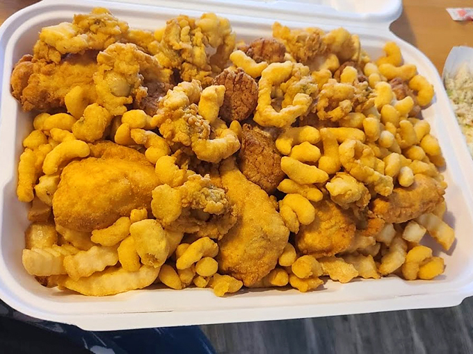 Crispy, golden-brown perfection that proves sometimes the best things in life come in paper containers.