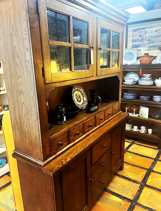 This sturdy oak hutch has probably witnessed more family dinners than a lifetime of Thanksgivings.