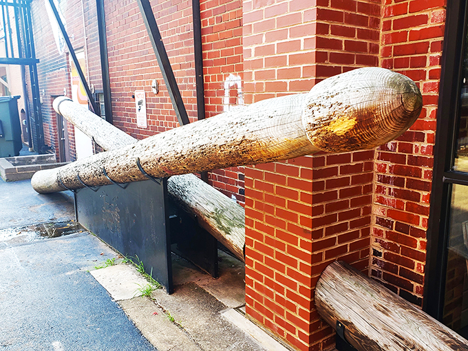 Size matters in Warren! These colossal drumsticks could start a rhythm section for Godzilla's backup band. Rock on, Ohio!