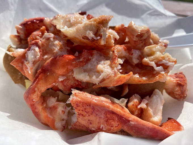 Pure, sweet lobster meat glistening in the sunlight - this is what seafood dreams are made of.