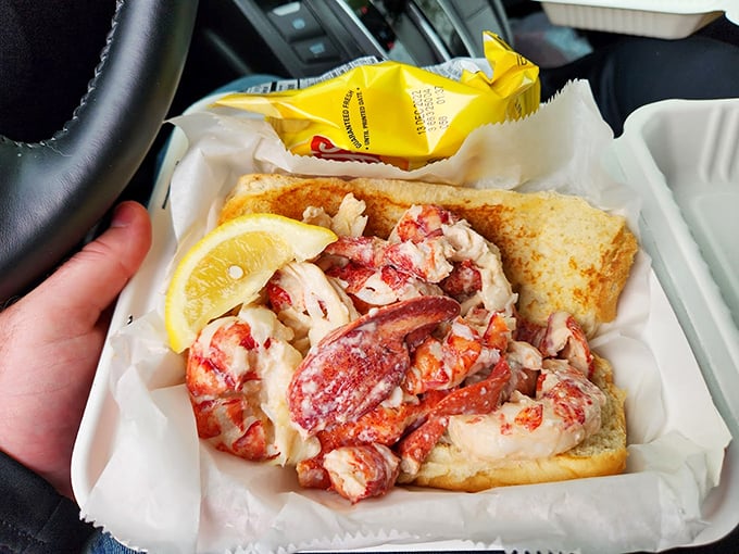 A perfectly toasted bun cradles generous chunks of lobster meat, with just enough mayo to let the ocean's flavors shine. Photo credit: Shaun Frazee