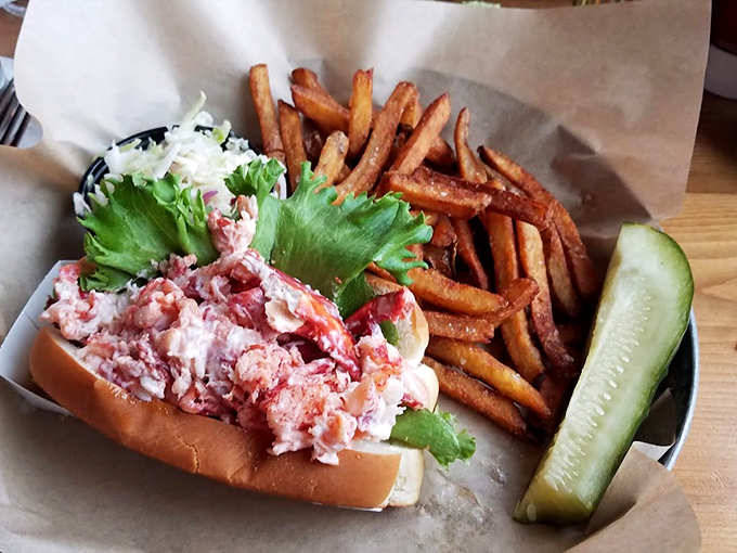Pure Maine happiness on a toasted bun - chunks of fresh lobster so generous, they're practically falling overboard.