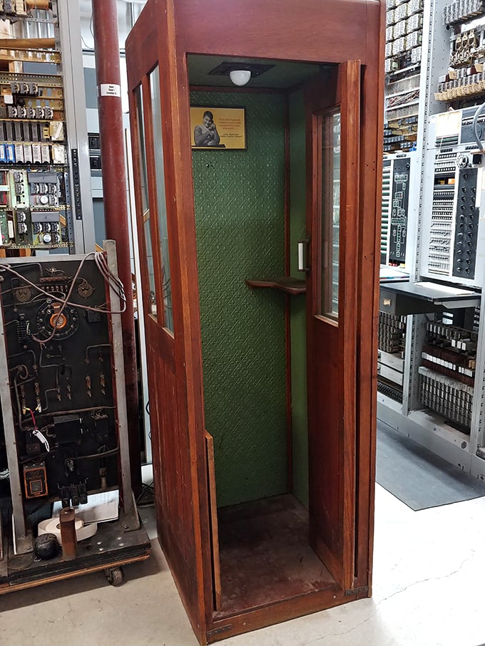 Step into the original 'mobile' office! This vintage phone booth was Superman's changing room and every teen's gossip central. 