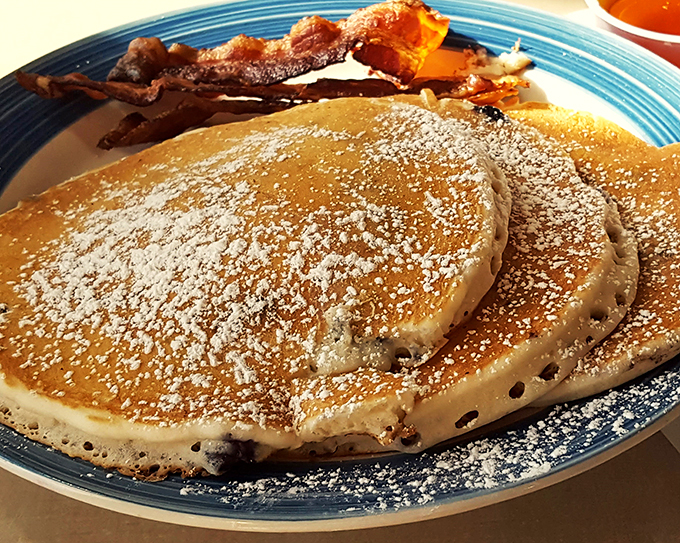 Feast your eyes on the breakfast of champions &ndash; fluffy pancakes and crispy bacon that would make even Ron Swanson weep with joy.