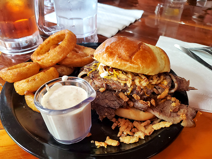 Sandwich perfection! This pulled pork masterpiece is like a hug for your taste buds, wrapped in a pillowy bun.