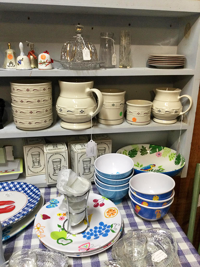 A collector's dream of vintage kitchenware that would make your grandmother nostalgic. Every pattern tells a story of American home life.