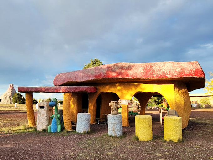 A modernist cave dwelling that somehow manages to blend Stone Age architecture with mid-century charm.