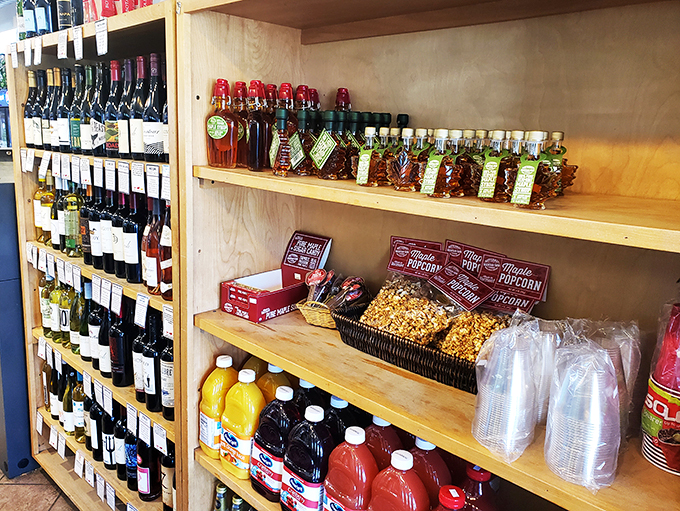 A treasure trove of Vermont goodness! This market shelf is like a greatest hits album of local flavors.