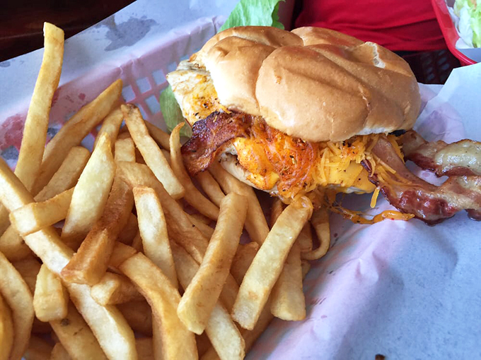 Holy cow, that's a sandwich! This hearty handful is like a warm hug for your taste buds &ndash; comfort food at its finest.