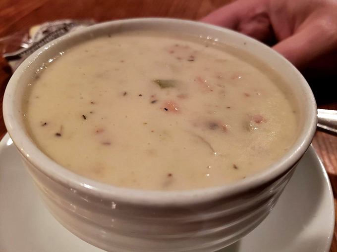 Clam chowder that whispers, "Comfort food ahoy!" A creamy sea of happiness in every spoonful.