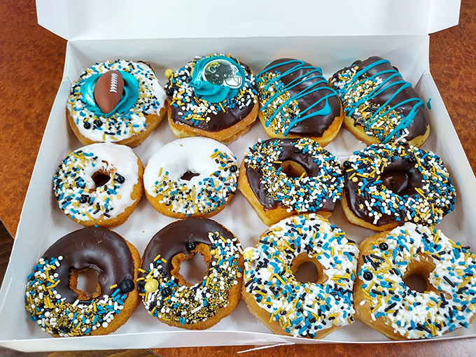 Touchdown! These football-themed donuts score big on both looks and taste. They're the MVPs of the bakery case, no referee needed.