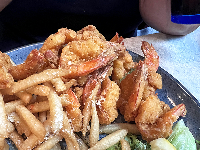 Golden-fried perfection meets oceanic delight. It's like Neptune himself decided to open a food truck on Mount Olympus. Photo credit: David Foraker